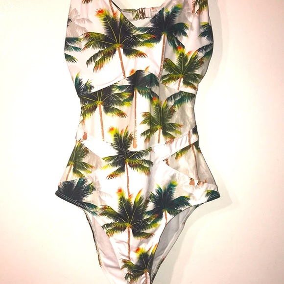Swimsuit | Swim | Coconut Palm Tree Print Swimsuit In White | Poshmark